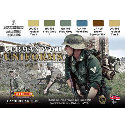 German WWII Military Uniforms Paint Set (Type A) Life Color - Machinegun