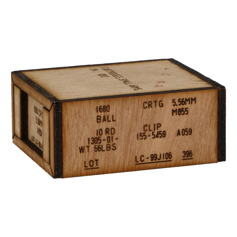 Wooden 5,56mm Cartridges Ammo Box (Beige) Rolodapi - Machinegun